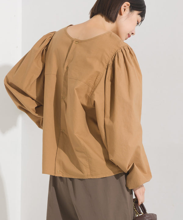 【OMNES】2WAY オックスパフスリーブボックスブラウス【1522-4129】