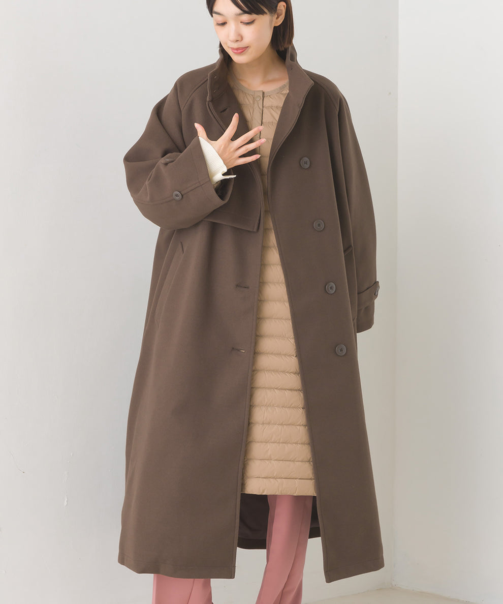 【hbA】【OMNES】ニットモッサ スタンドカラーロングコート【1523-7179】