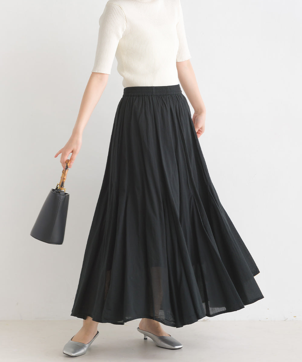 【OMNES】コットンボイルフレアロングスカート【1524-8059】
