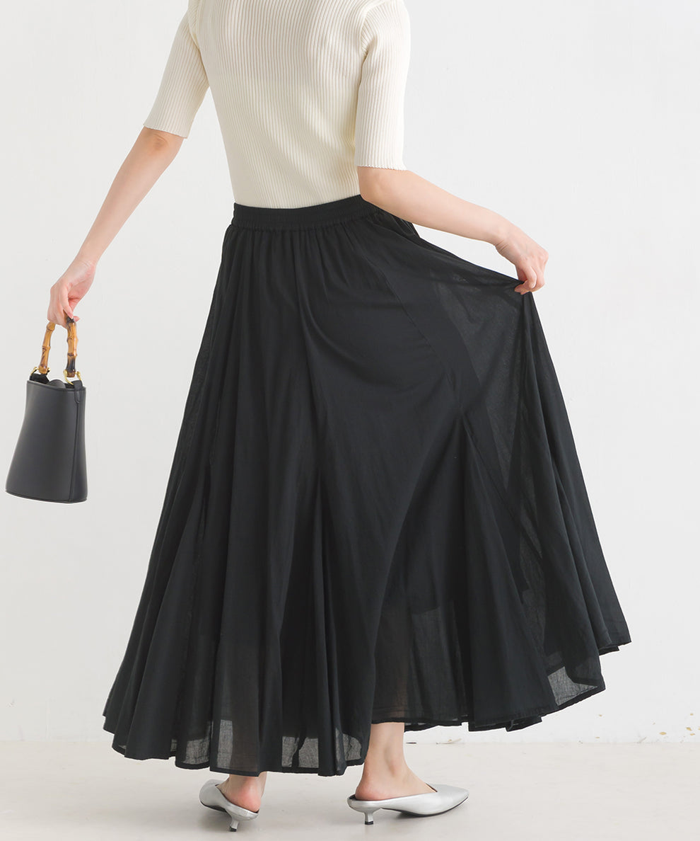 【OMNES】コットンボイルフレアロングスカート【1524-8059】
