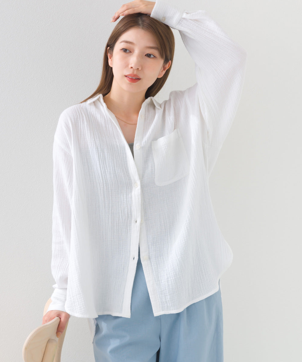 【OMNES】ダブルガーゼレギュラーシャツ【1525-4241】