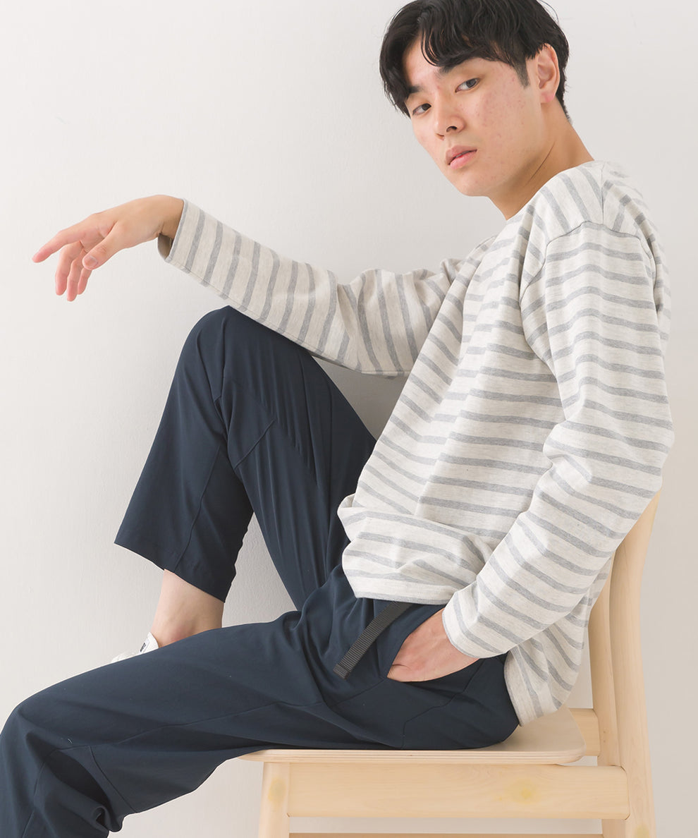 【hbB】【OMNES PURPLE LABEL】メンズ 10番単ボーダー長袖Tシャツ【6124-5481】