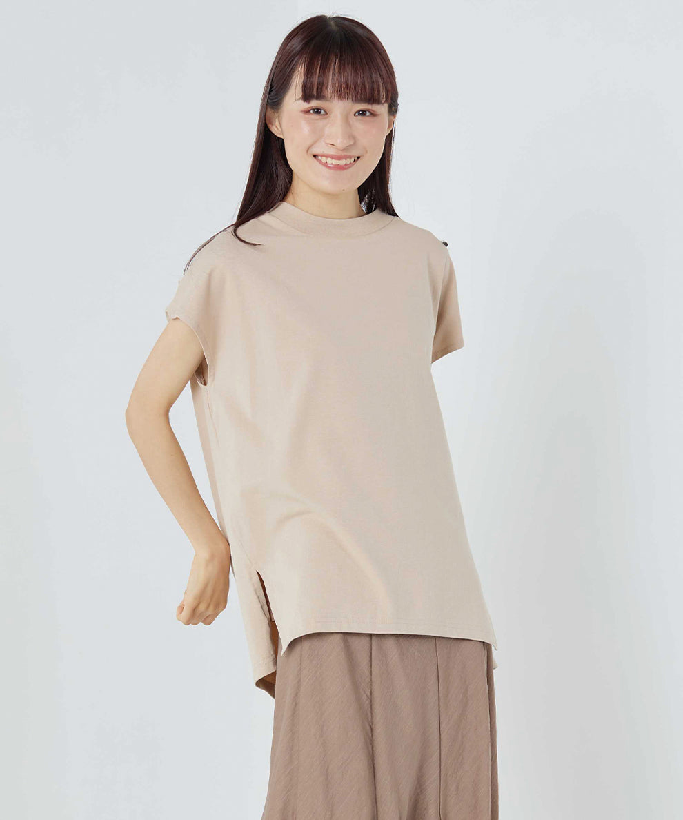 【OMNES】コットンベア天 裾ラウンドヘムスリットプルオーバー【7122-5250】