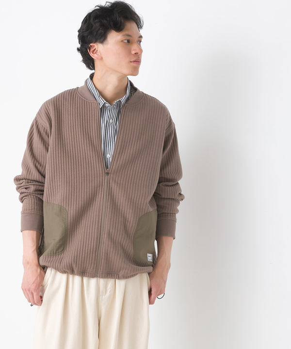 【hbB】【OMNES】メンズラインキルト裾ドローコードMA-1 ブルゾン【7122-7131】